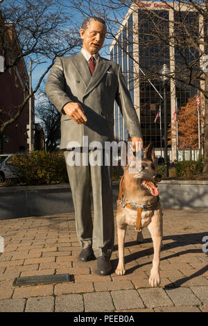 Statue of Seeing Eye founder Morris Frank and his guide dog, Buddy ...
