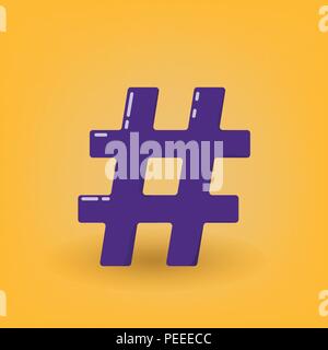 Hashtag sign isolated. Ultra violet palette colors. Element for banner ...