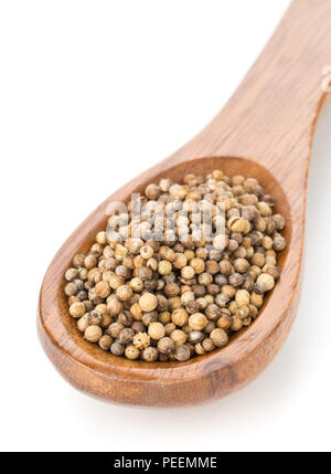 Heap of raw, unprocessed organic coriander or cilantro seeds on white ...
