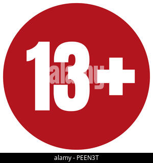 Limit age icon on red background. Icons age limit from six to twenty ...