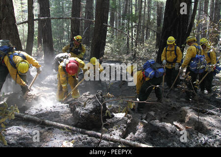 A firefighting crew from Task Force Alpha, California Army National ...