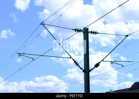 sky line of railway electric pole ---close up Stock Photo: 129628647 ...