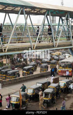 Bandra skywalk pedestrian walkway above at Station road, Mumbai, India ...