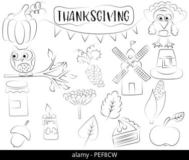 Thanksgiving Harvest Corn Coloring Page for Kids Stock Vector Image ...