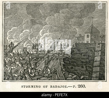 British troops at the Siege of Badajoz, Spain, in 1812 during the ...
