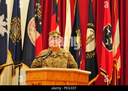 Brig. Gen. Kenneth Jones, 4ESC commanding General, delivers comments ...