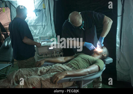 Navy Lt. James Shaul, a dentist with 2nd Dental Battalion, conducts an ...
