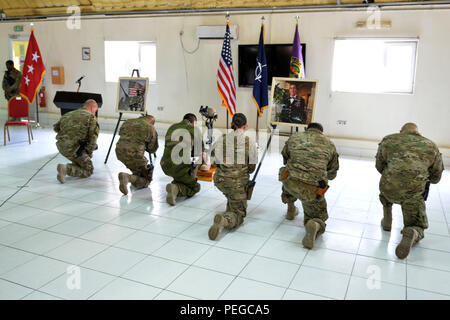 KABUL, Afghanistan (Aug. 13, 2015) Brig. Gen. Tony D. Bauernfeind, left ...