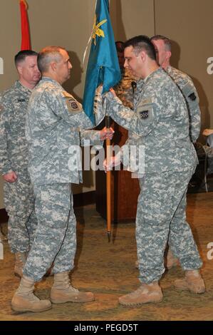 Command Sgt. Maj. Chris Luchsinger hands the 314th Press Camp ...