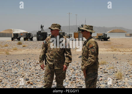 UAV MQ-5B Hunter launch and recovery at Kandahar Airfield 150806 Stock ...