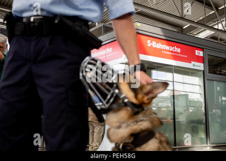 15 August 2018, Berlin, Germany: Two German Railways Security employees ...