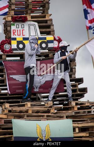 Derry, Northern Ireland. 15th Aug 2018. Illegal bonfire in Derry's ...