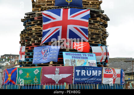 A bonfire in the bogside area of Londonderry, which is traditionally ...