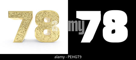 Golden number seventy eight on white background with drop shadow and ...