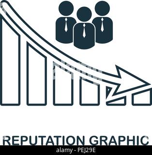 Reputation Decrease Graphic icon. Monochrome style design from diagram collection. UI. Pixel ...