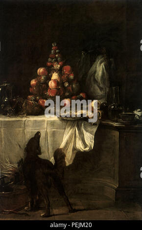 Jean-Baptiste-Simeon Chardin, Still Life with Peaches, a Silver Goblet ...