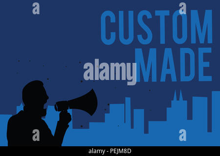 Handwriting text Custom Made. Concept meaning something is done to ...