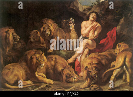 Daniel in the Lions' Den Stock Photo - Alamy