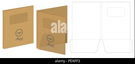 document folder package die-cut mockup template Stock Vector Image ...