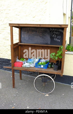 A roadside home grown vegetable stall with an honesty box in Suffolk UK ...