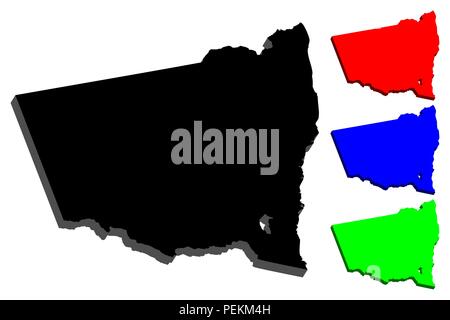 3d map of New South Wales is a state of Australia Stock Vector Image ...