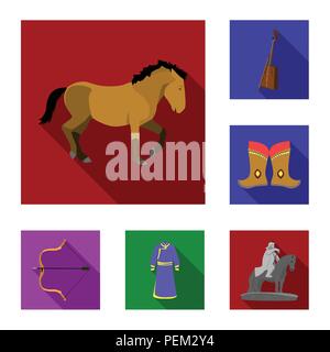 Country Mongolia flat icons in set collection for design.Territory and ...