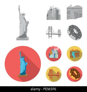 A megacity, a grand canyon, a golden gate bridge,donut with chocolate ...