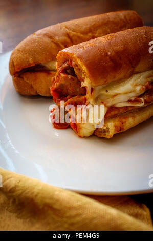 Sausage parm hero sub sandwich with tomato sauce mozzarella cheese ...