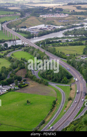 The M90 motorway seen from Kinnoull Hill, near Perth, Scotland Stock ...
