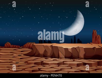 Landscape of dry cracked ground illustration Stock Vector Image & Art ...