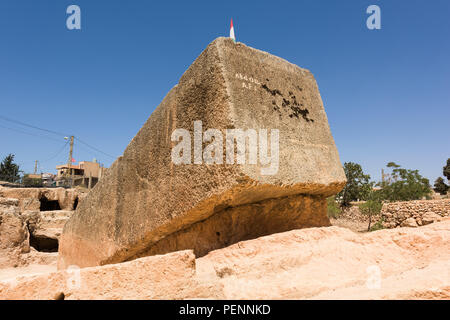 Baalbek Roman Monolith Stone of the Pregnant Woman with Lebanese Flag ...