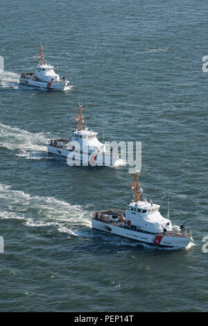 The Coast Guard Cutter Finback, Ibis and Mako underway in the Atlantic ...