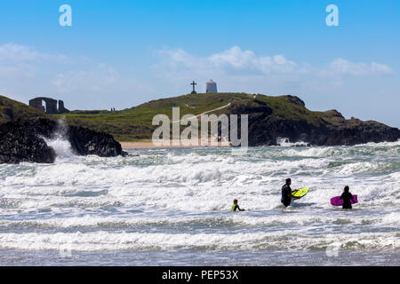 Surfing waves at Llanddwyn Island, Anglesey Stock Photo - Alamy