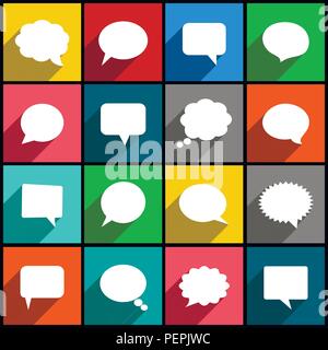 Empty comment bubble white icons in round glossy buttons with steel ...