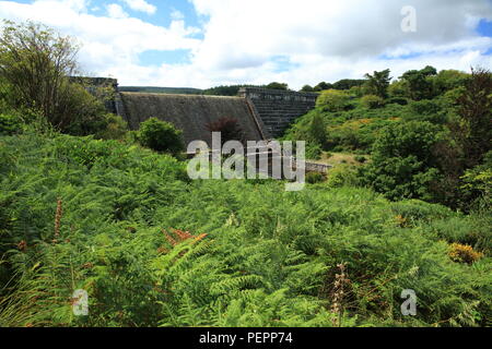 Fernworthy reservoir dam, Dartmoor National Park, Devon, England, UK ...