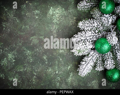 Christmas Greeting Card. Fir Branch with snow on White Shiny Holiday ...