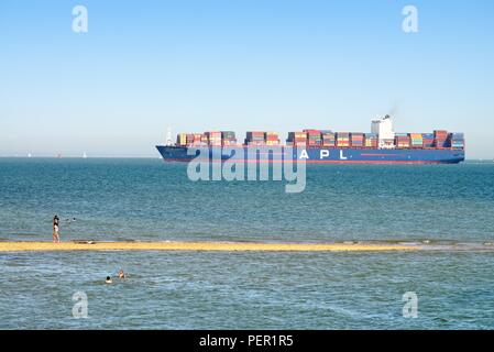 The large container ship APL Savannah approaching Southampton Water ...