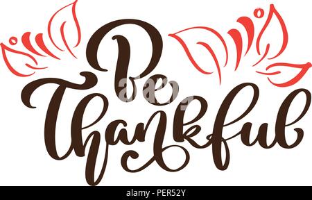 Modern lettering of thanksgiving with elegant autumn leaves frame ...