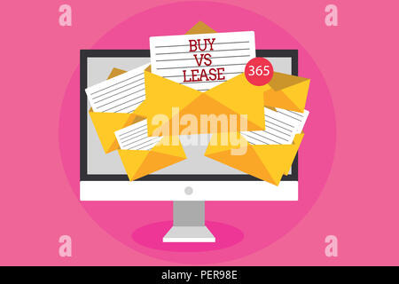 Text sign showing Buy Vs Lease, Conceptual photo Own something versus ...