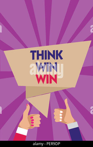 Writing note showing Think Win Win. Business photo showcasing Business ...