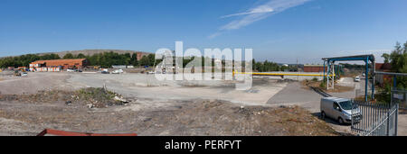 Site of the closed Maltby Colliery, south Yorkshire. Yellow pipe is ...