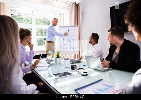 Group young business colleagues giving high five after success work ...