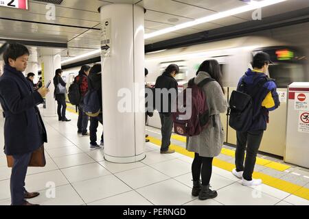 TOKYO, JAPAN - DECEMBER 2, 2016: Oedo Line map of Toei Subway in Tokyo ...