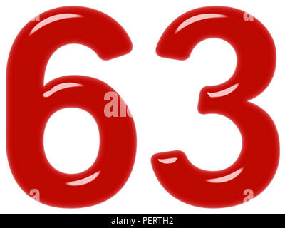 Numeral 63, sixty three, isolated on white background, 3d render Stock ...