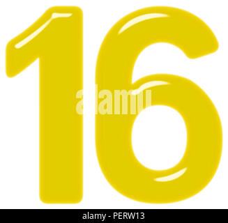 Numeral 16, sixteen, isolated on white background, 3d render Stock ...