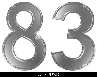 Numeral 83, eighty three, isolated on white background, 3d render Stock ...