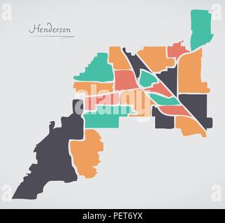 Modern City Map - Henderson Nevada city of the USA with neighborhoods ...