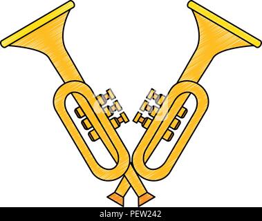 trumpets crossed instruments musical icon vector illustration design ...