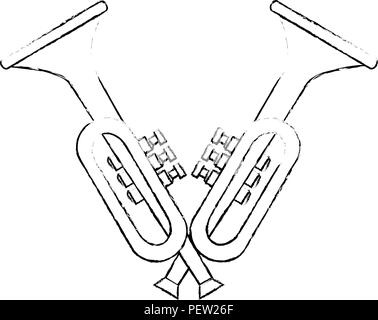 trumpets crossed instruments musical icon vector illustration design ...