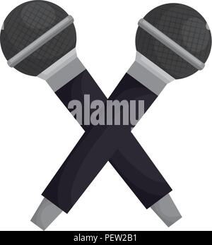 Crossed microphone icon. Simple illustration of crossed microphone ...